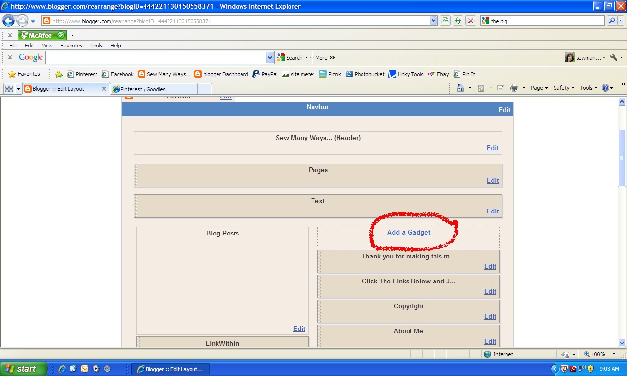 Sew Many Ways...: Blog Buddy...How To Add Your Follow Me Pinterest Button