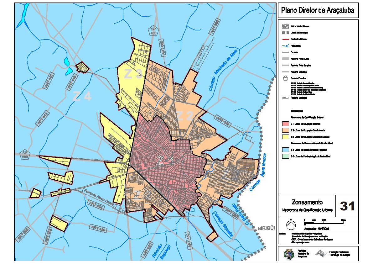 Plano Diretor: Mapa 31 do Zoneamento da Cidade de Araçatuba. ~ ARAÇATUBA
