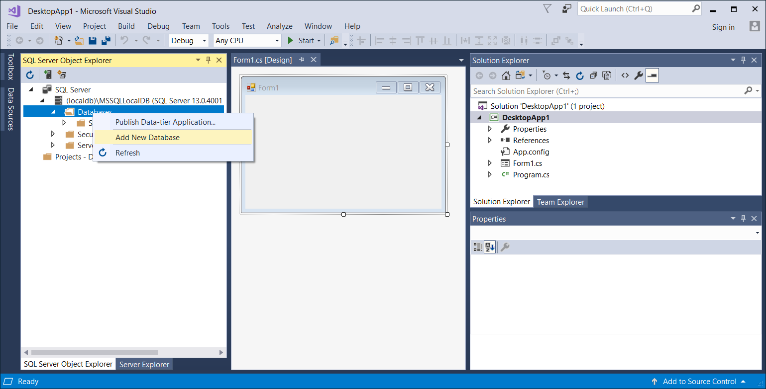Silviu Bogan: [Visual Studio, C#] Folosirea unei baze de date SQL LocalDB în VS