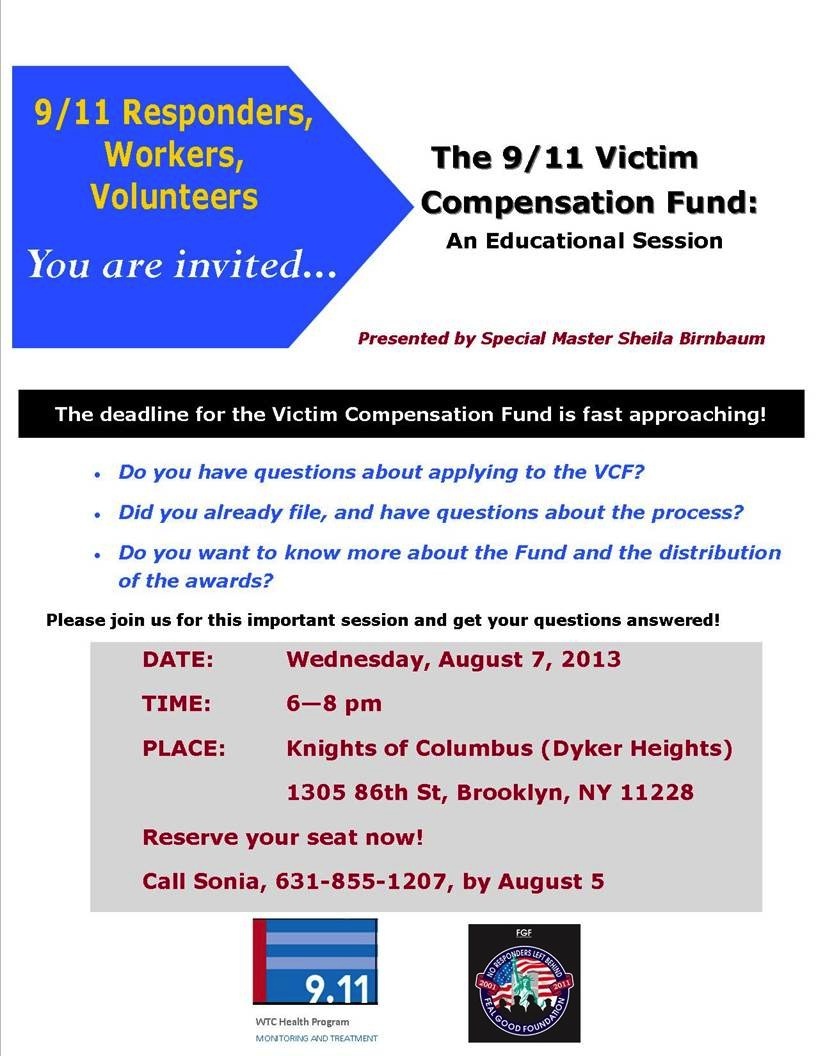 StuyHealth: August 7th Victim Compensation Fund Forum - Brooklyn