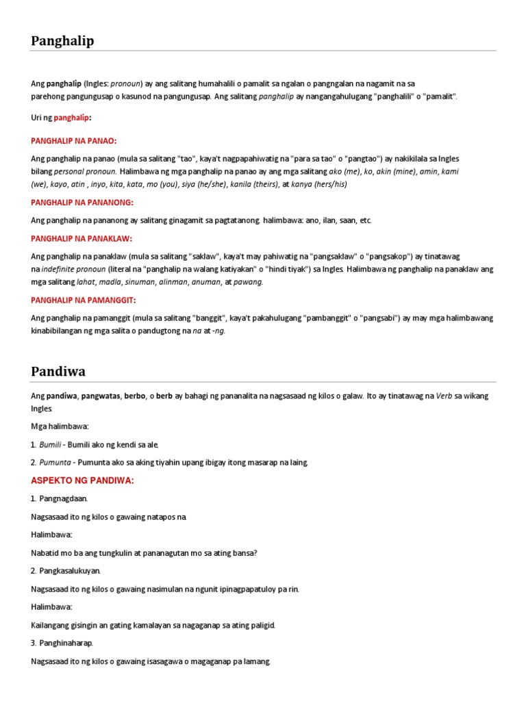 panghalip pananong - philippin news collections