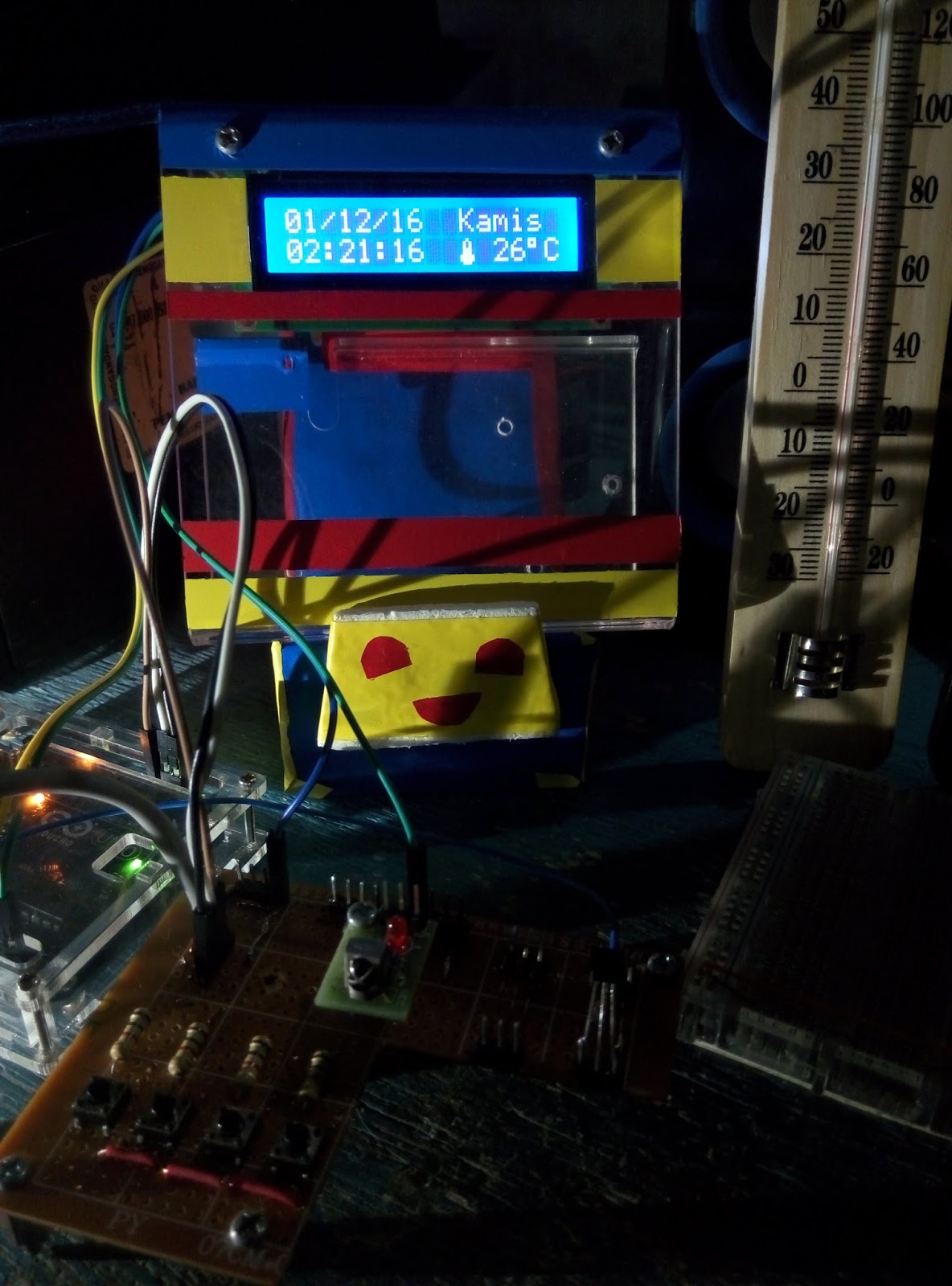 Sensor Suhu Lm35 Dengan Jam And Tanggal Yang Bisa Diatur Dengan Tombol