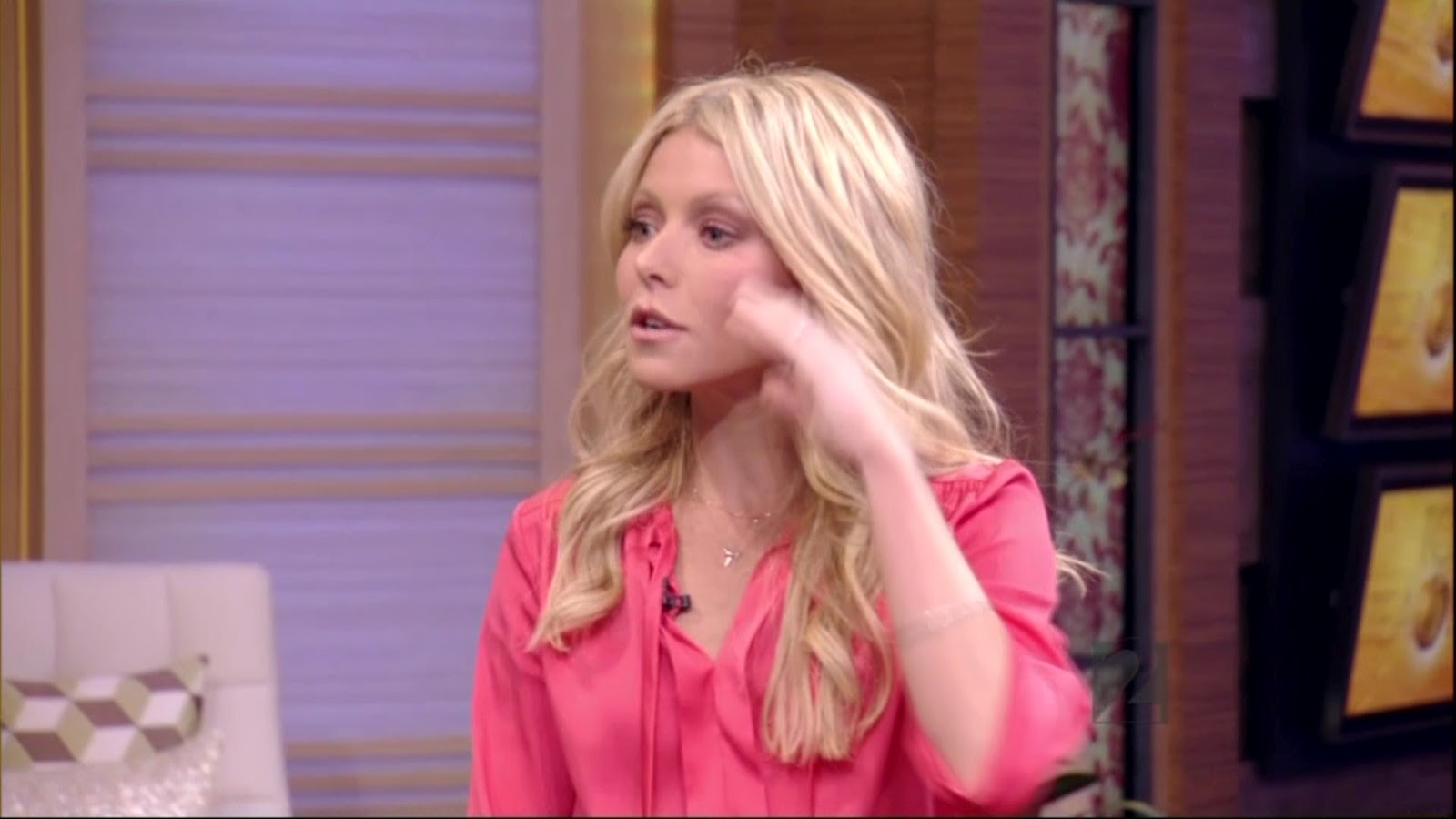 Ladies in Satin Blouses: kelly ripa - pink silk blouse