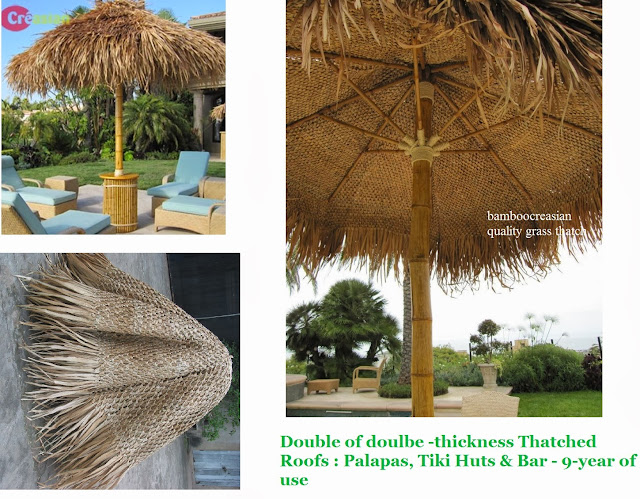 9'ft Asian Thatch Umbrella(Solid Bamboo frame)-Palapa Set 14('ft ...