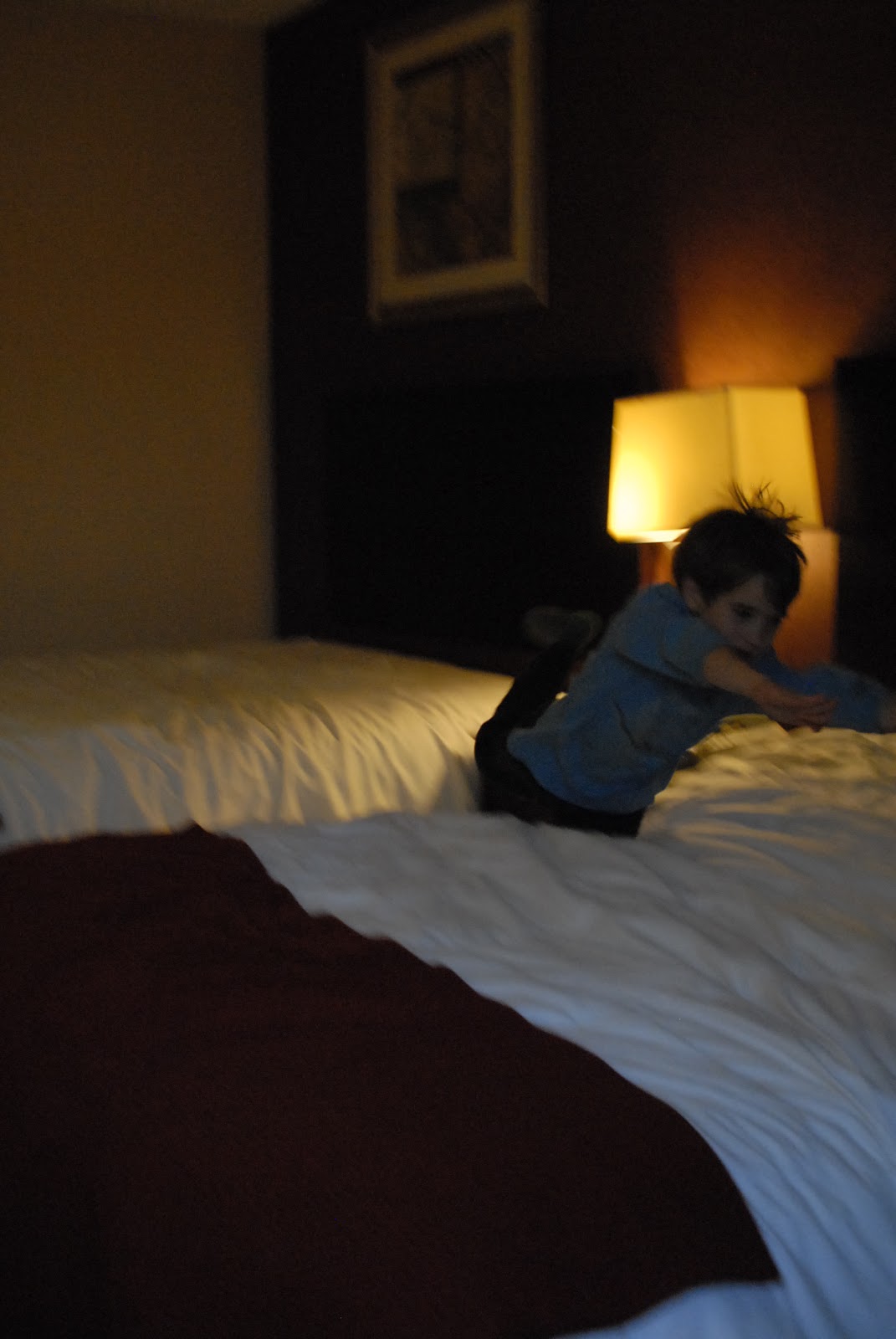 Waiting in the shade sitting on a brick ...: Bed Jumping