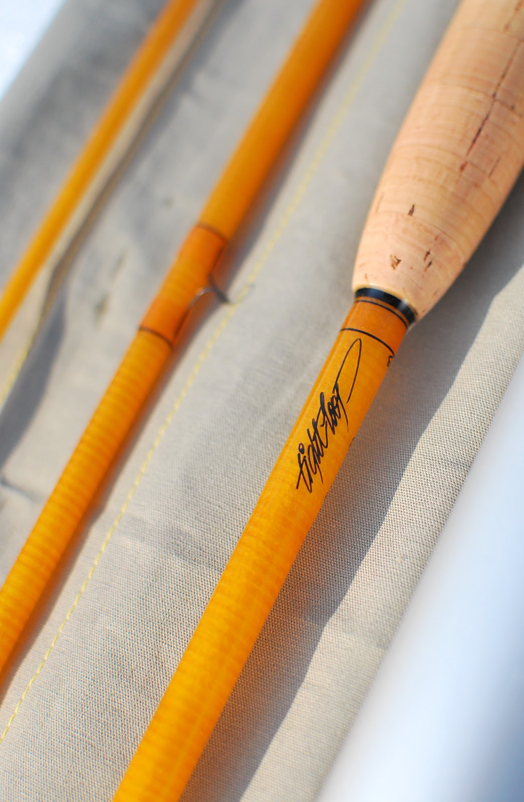 Handcrafted graphite and fiberglass fly rods: Kabuto brown