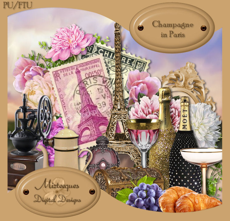 MizTeeques: New FTU kit - Champagne In Paris