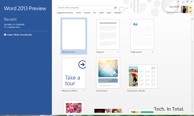 Tech. In Total.: Microsoft Office 2013 Preview: Hands On