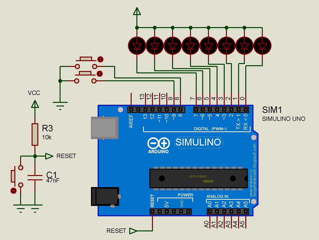 Running LED dan Button - Arduino