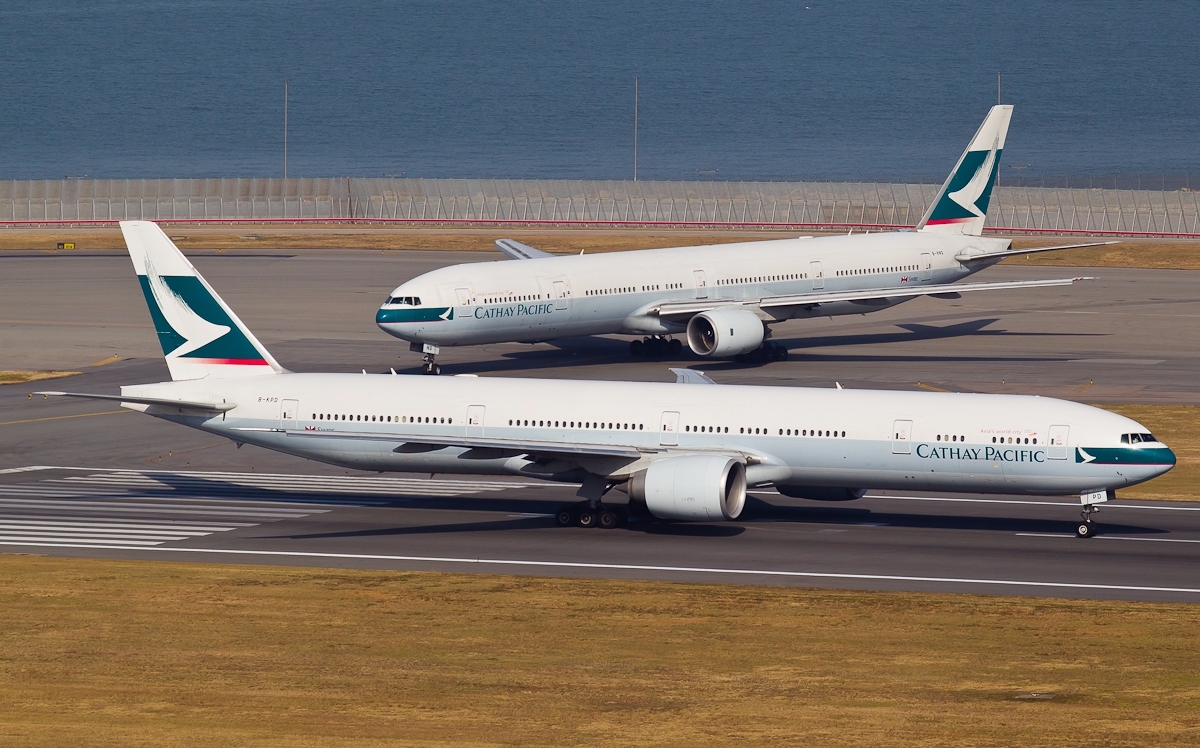 Two Cathay Pacific Boeing 777-300s Taxiing - Aircraft Wallpapers HD