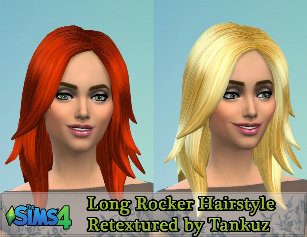 Tankuz Sims 3 Blog: The Sims 4. Long Rocker Hairstyle Retextured by Tankuz