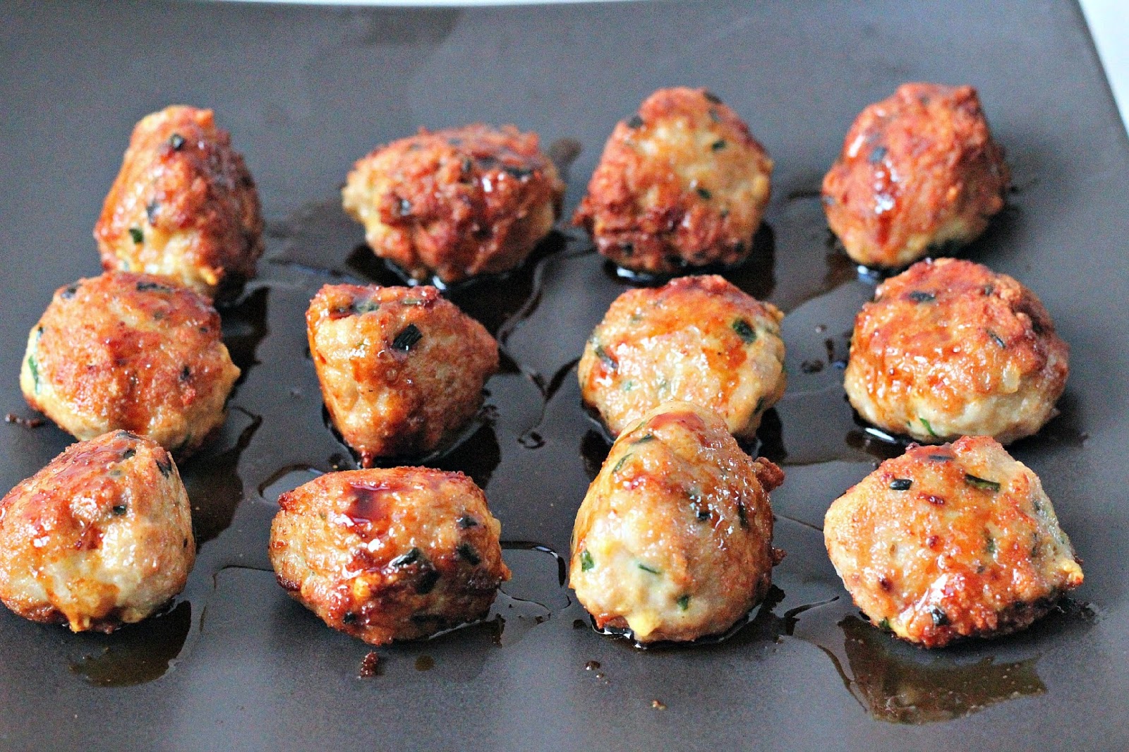Milk and Honey: Chicken and Chive Meatballs with Soy and Ginger Glaze