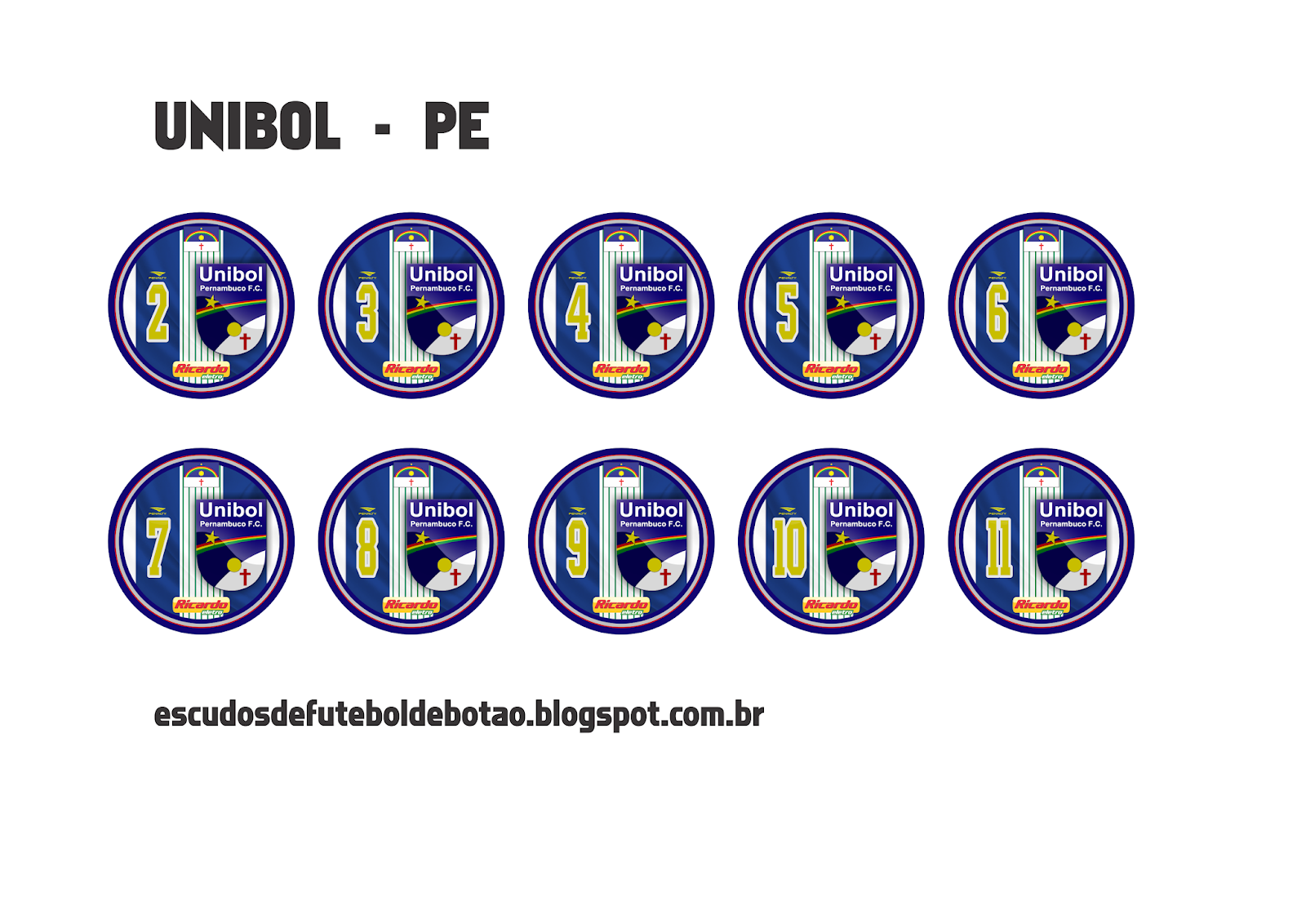 ESCUDOS DE FUTEBOL DE BOTÃO: Agora o time do UNIBOL PERNAMBUCO.