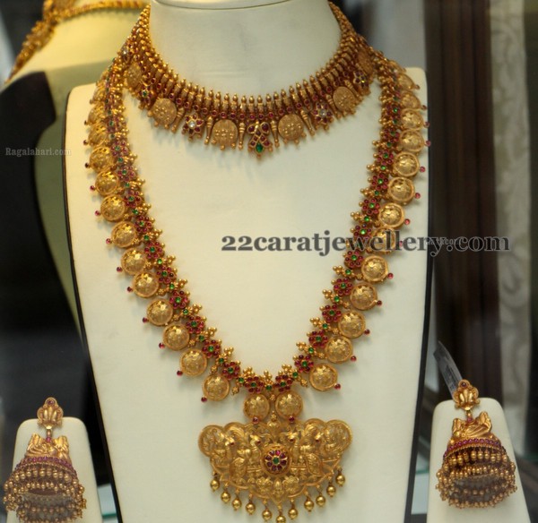 Gold Floral Long Chain with Rubies - Jewellery Designs