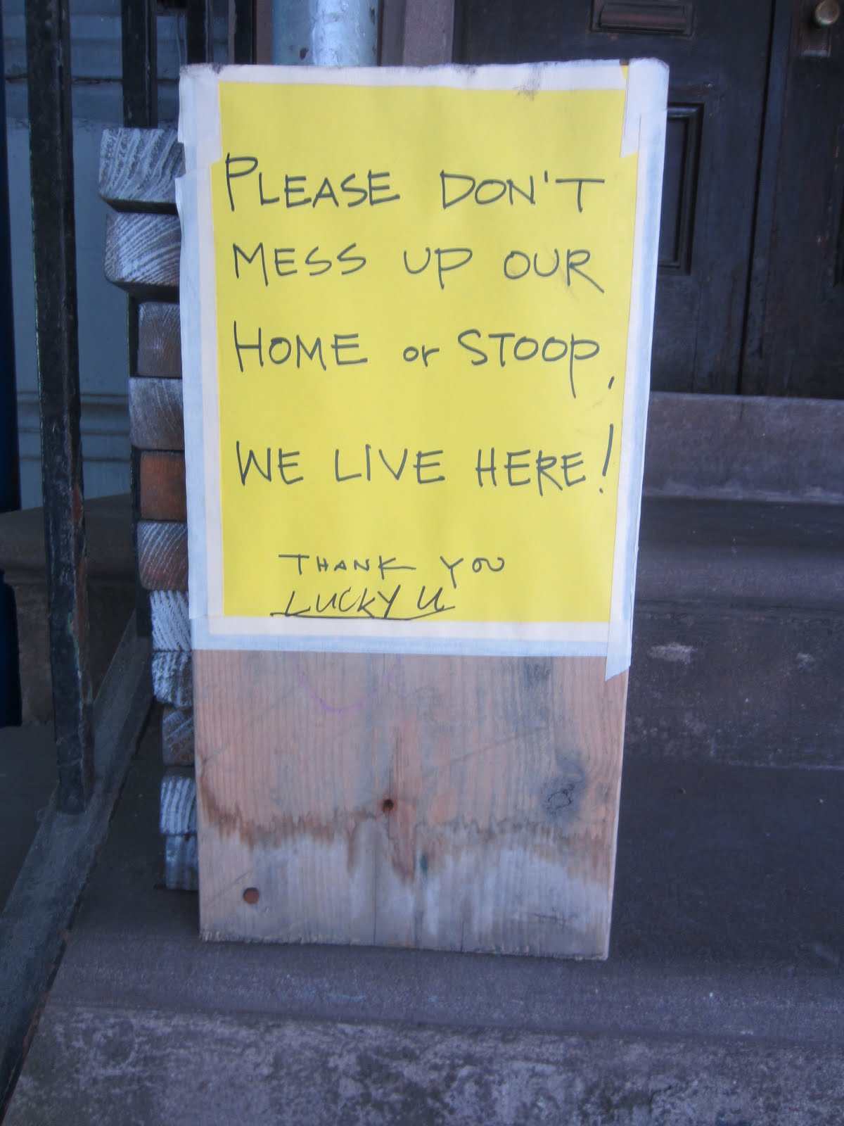 EV Grieve: An Urban Etiquette Stoop Sign