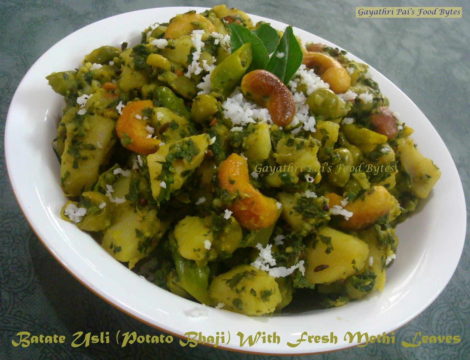 Gayathri Pai's Food Bytes: Batate (Potato) Usli With Methi Leaves.