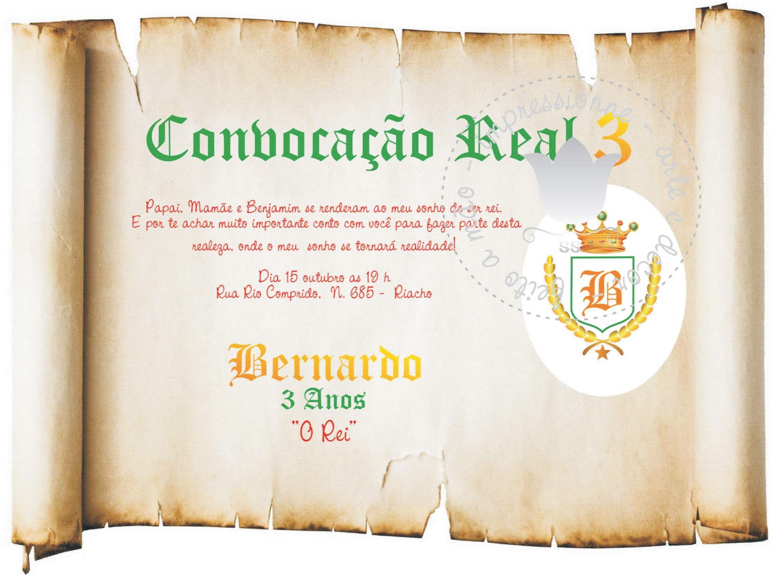 impressionne: Convite Reizinho Bernardo