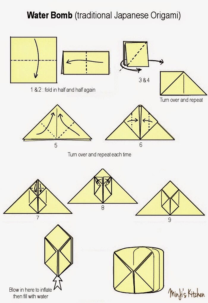 MinJi's Kitchen: Origami Water Bomb Cheese Cake おりがみ 風船 チーズケーキ