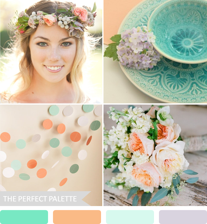 Party Palette | Shades of Turquoise, Peach + Muted Lavender | The ...