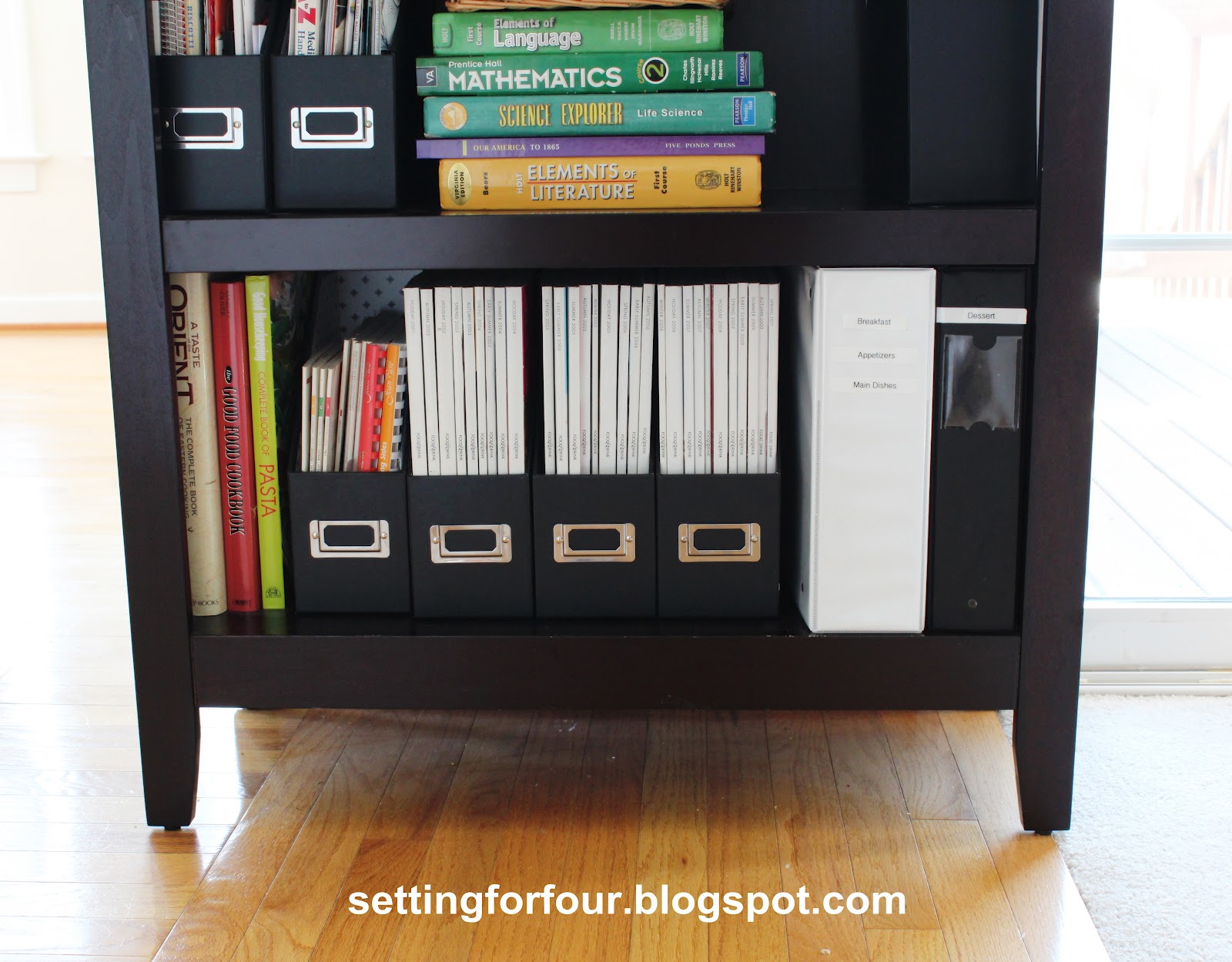 Bookcase Family Organizer - Setting For Four Interiors