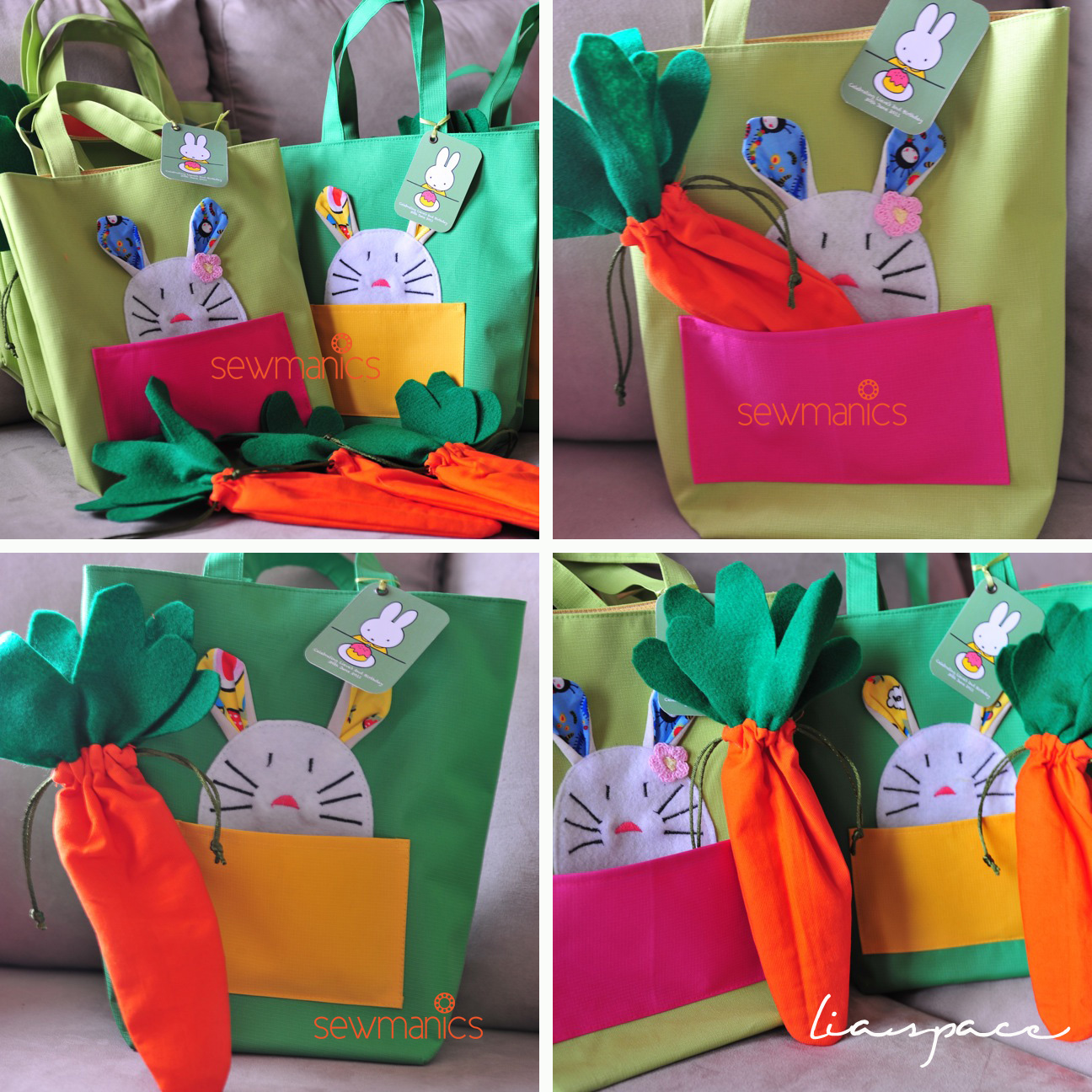 lia's crafty journey: green rabbit bag