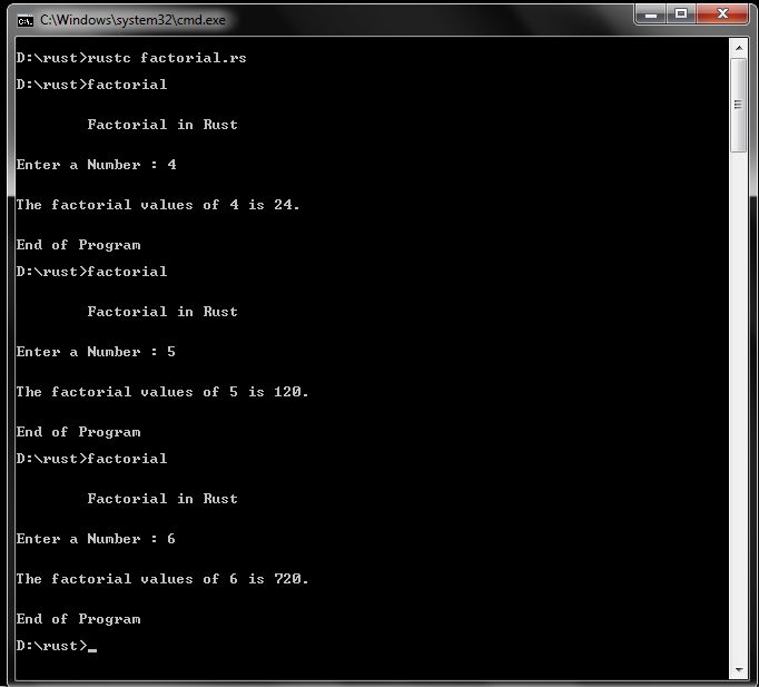 Free Programming Source Codes And Computer Programming Tutorials Factorial Of Number In Rust 9734