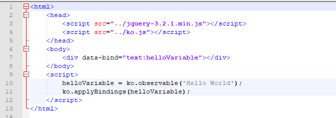 Knockout Js Hello World First Program