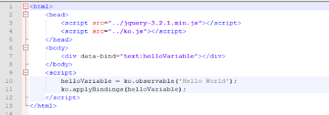 Knockout Js Hello World First Program