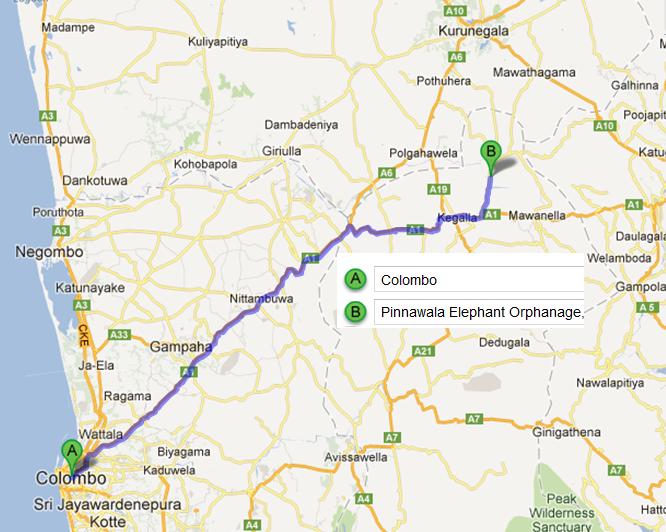 Pinnawala Elephant Orphanage Map