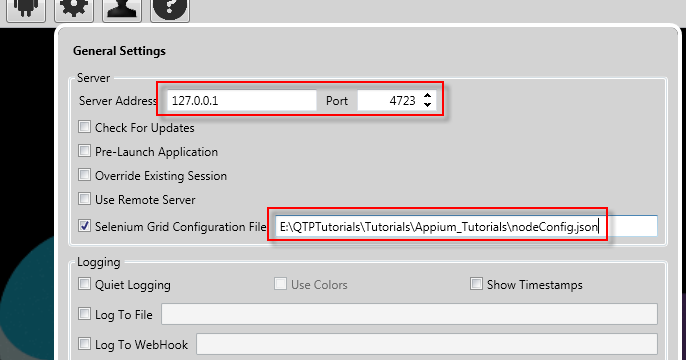 Selenium Grid Appium configuration Example