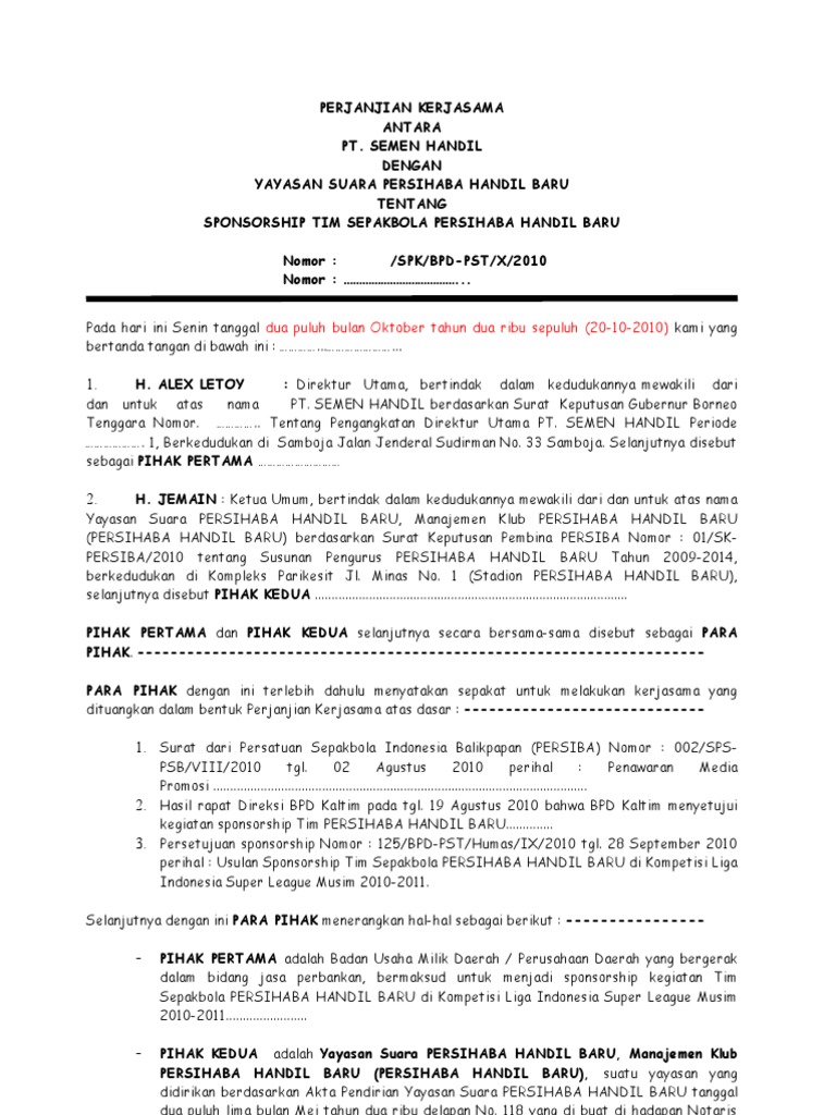 contoh mou sponsorship - wood scribd indo