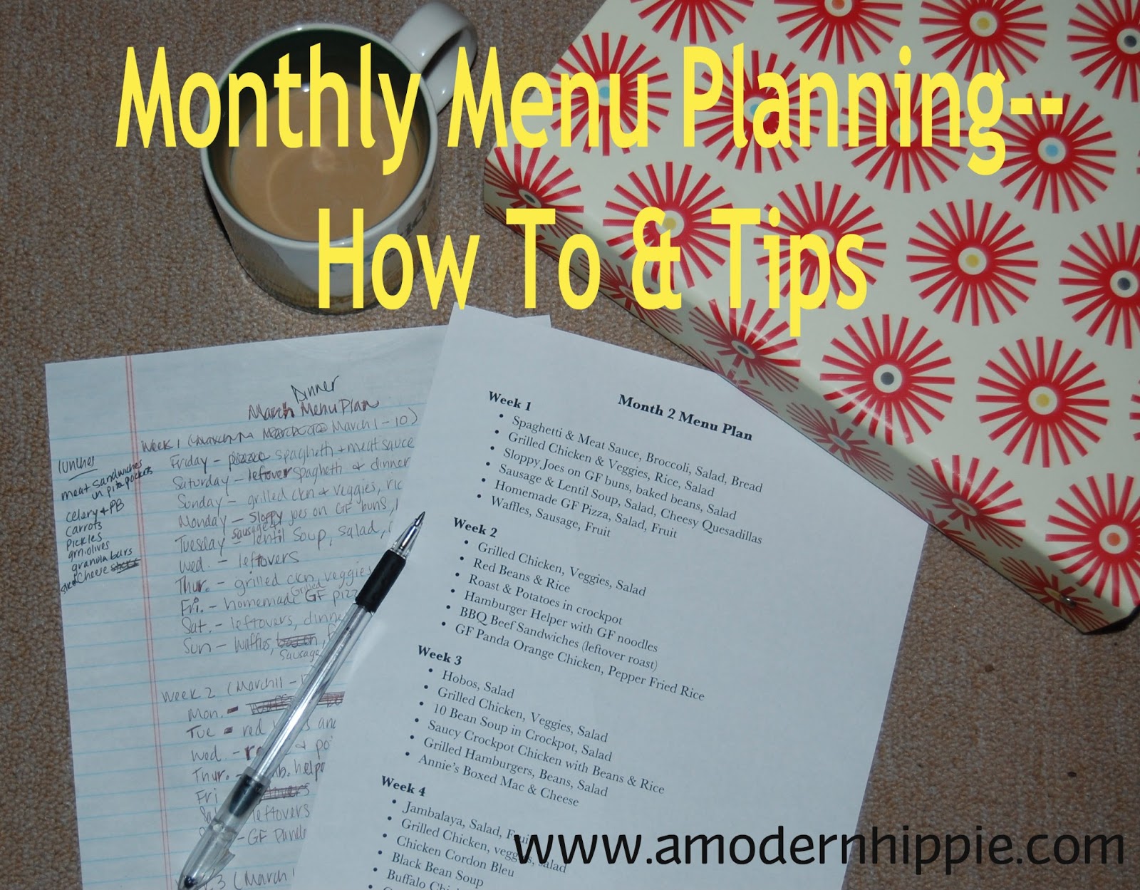 A Modern Hippie: Monthly Meal Planning How-To & Tips (Incl. Week 1 Meals)