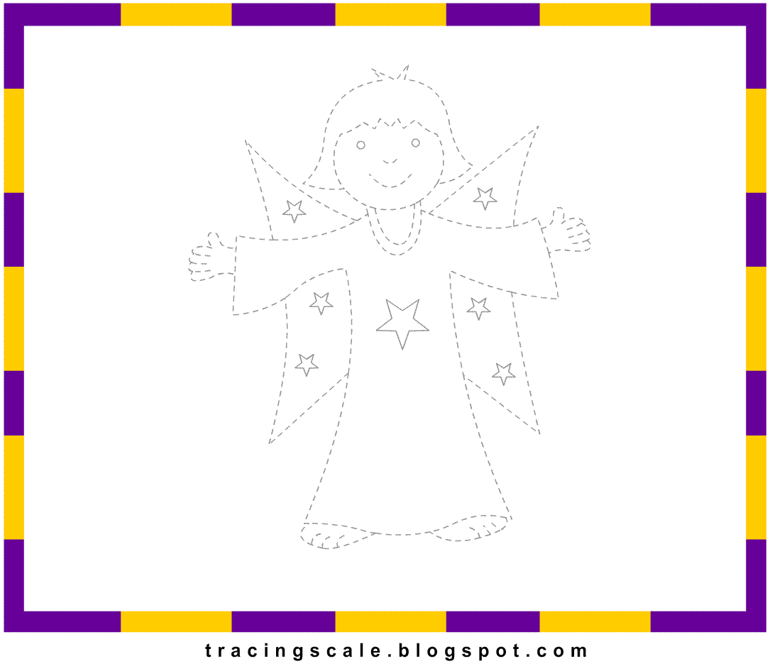 Free Tracing worksheet Printable: Angel Tracing