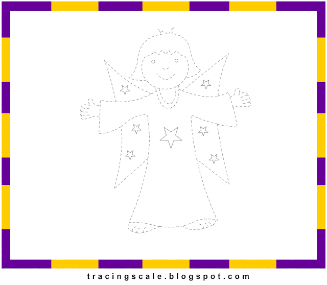 Free Tracing worksheet Printable: Angel Tracing