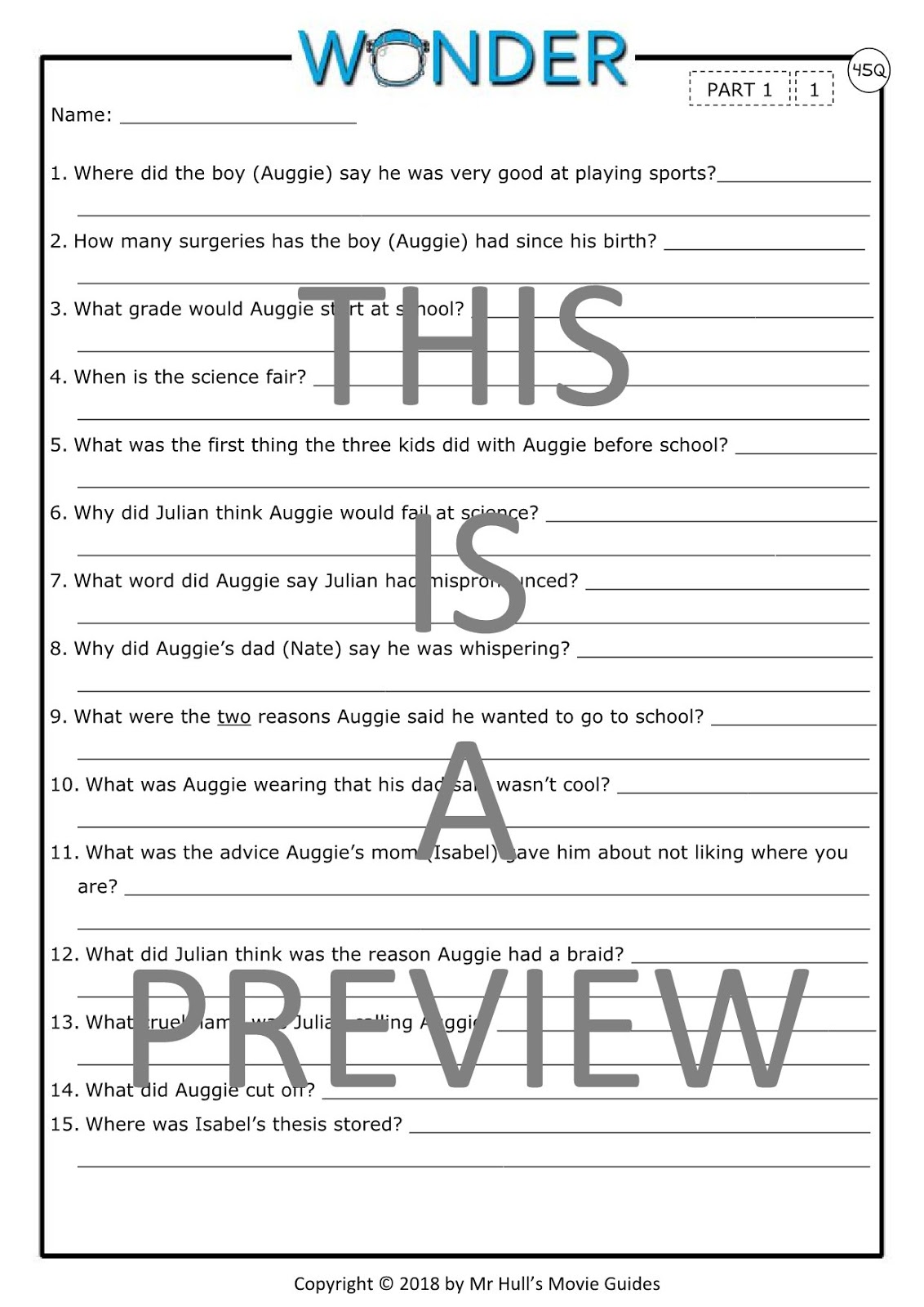 Wonder Movie Guide + Activities - Answer Keys Included ~ Movie Guides ...