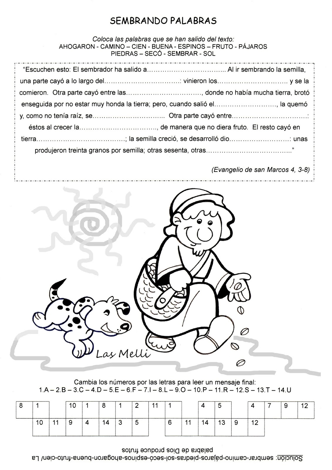 El Rincón de las Melli: JUEGO: Sembrando palabras (Parábola del sembrador)