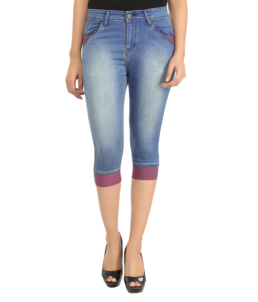Fashion Cult Blue Denim Capris | Sach Online Store