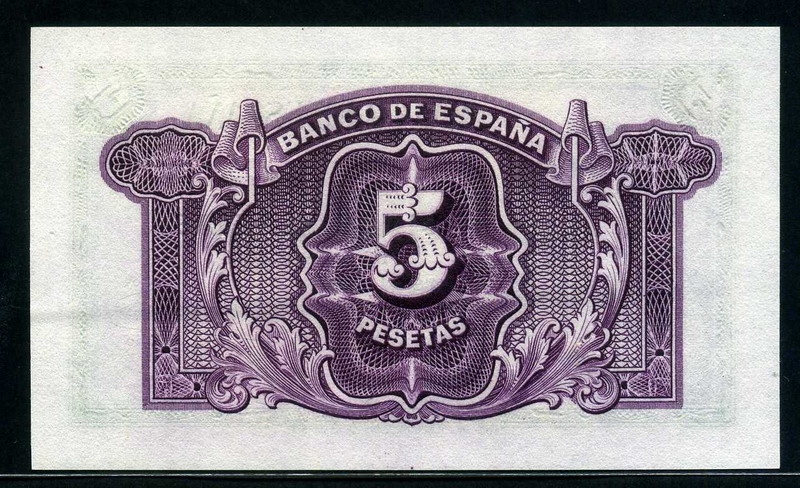 Spain currency 5 Pesetas Silver Certificate banknote 1935|World ...