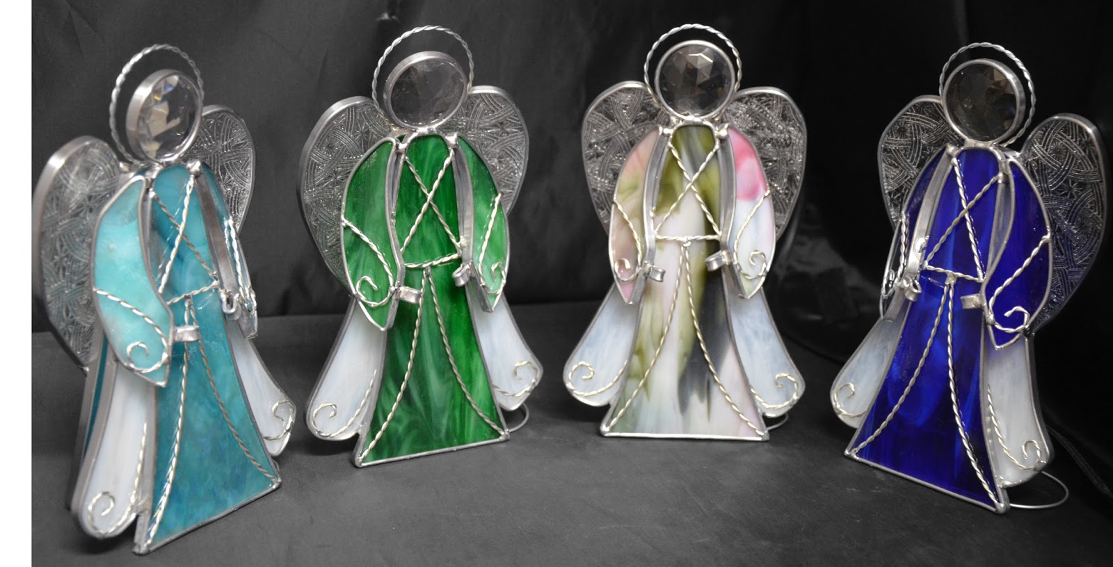 KOG: Free Standing, Stained Glass Angels | Kokomo Opalescent Glass