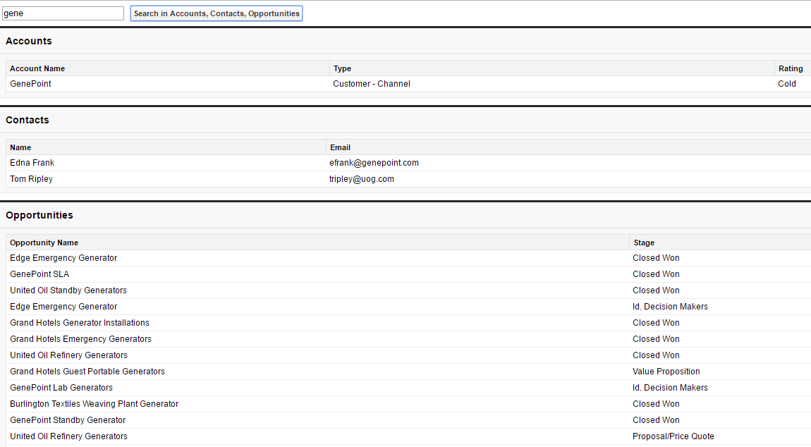 SOSL Example to search Accounts,Contacts and Opportunity using custom ...