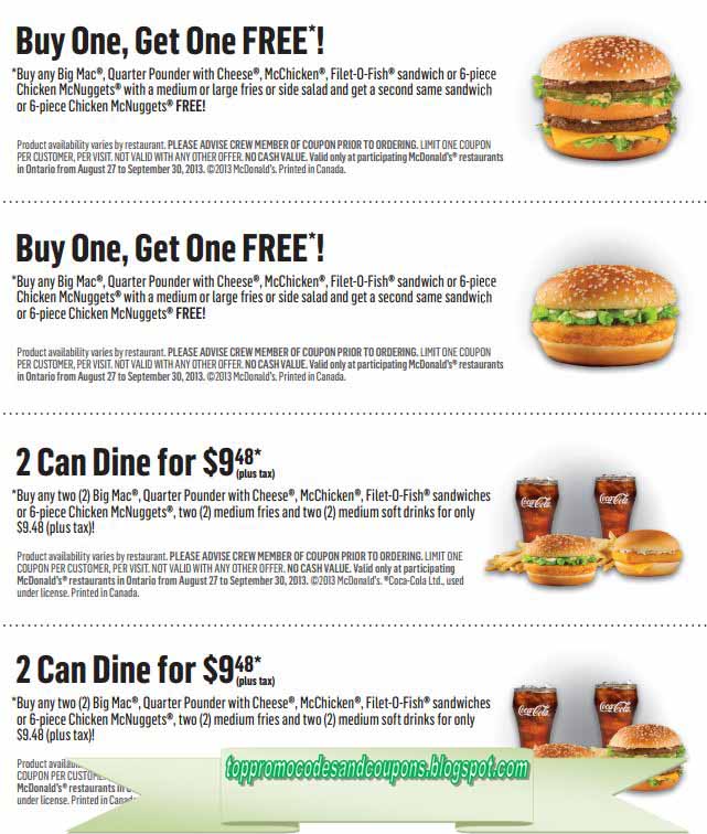 Free Promo Codes and Coupons 2023: Mcdonalds Coupons