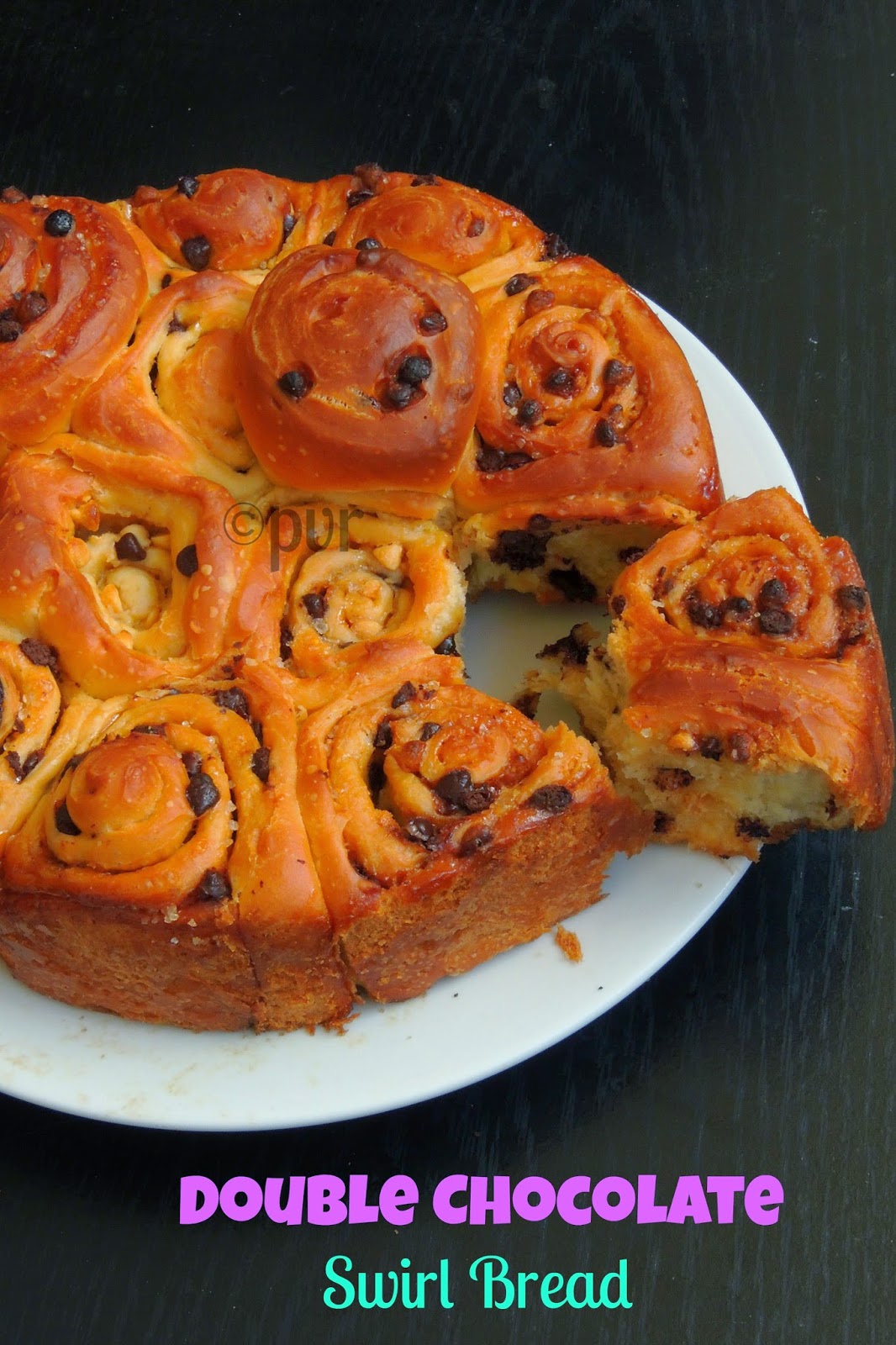 Priya's Versatile Recipes: Eggless Double Chocolate Swirl Bread