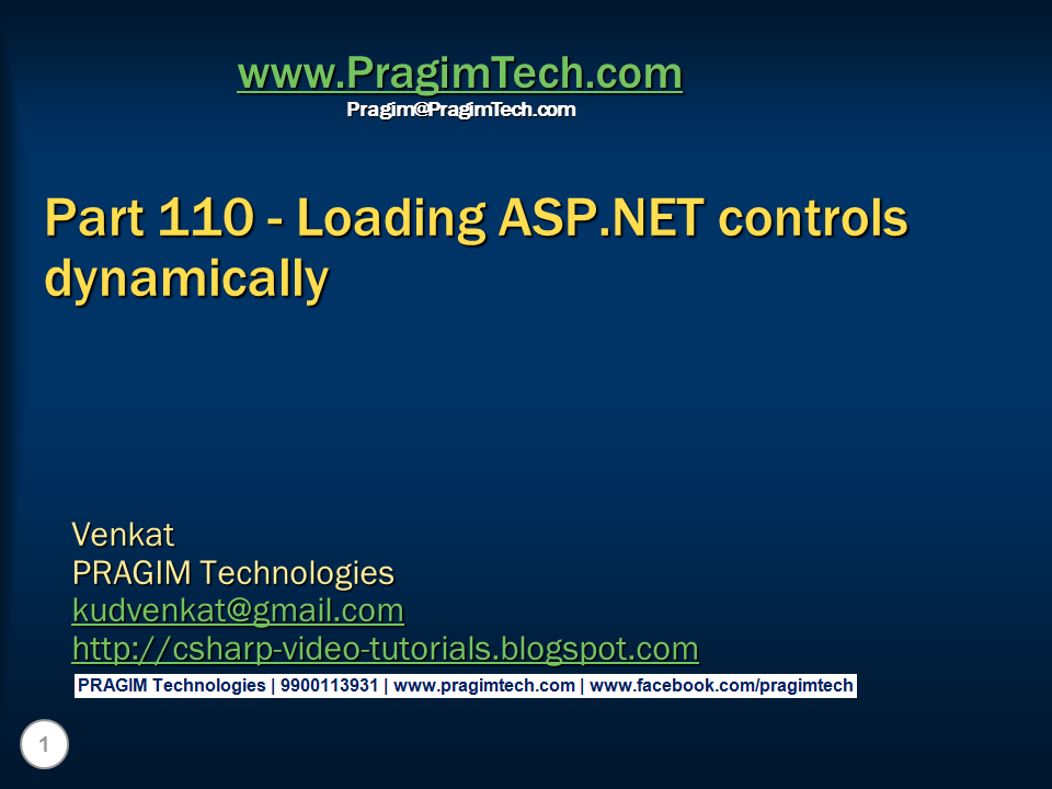 Sql Server Net And C Video Tutorial Part 110 Loading Aspnet Controls Dynamically