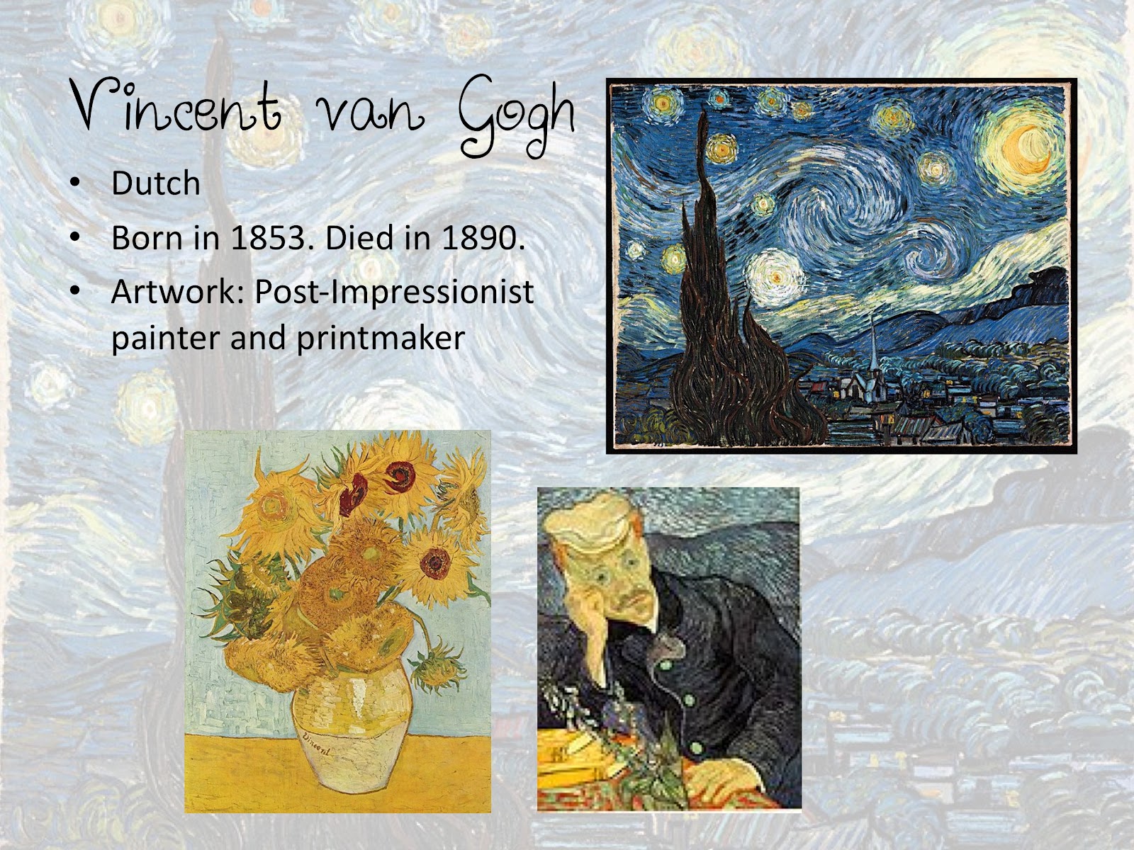 Art at Becker Middle School: Artist Trading Card- Artists and Mediums #1