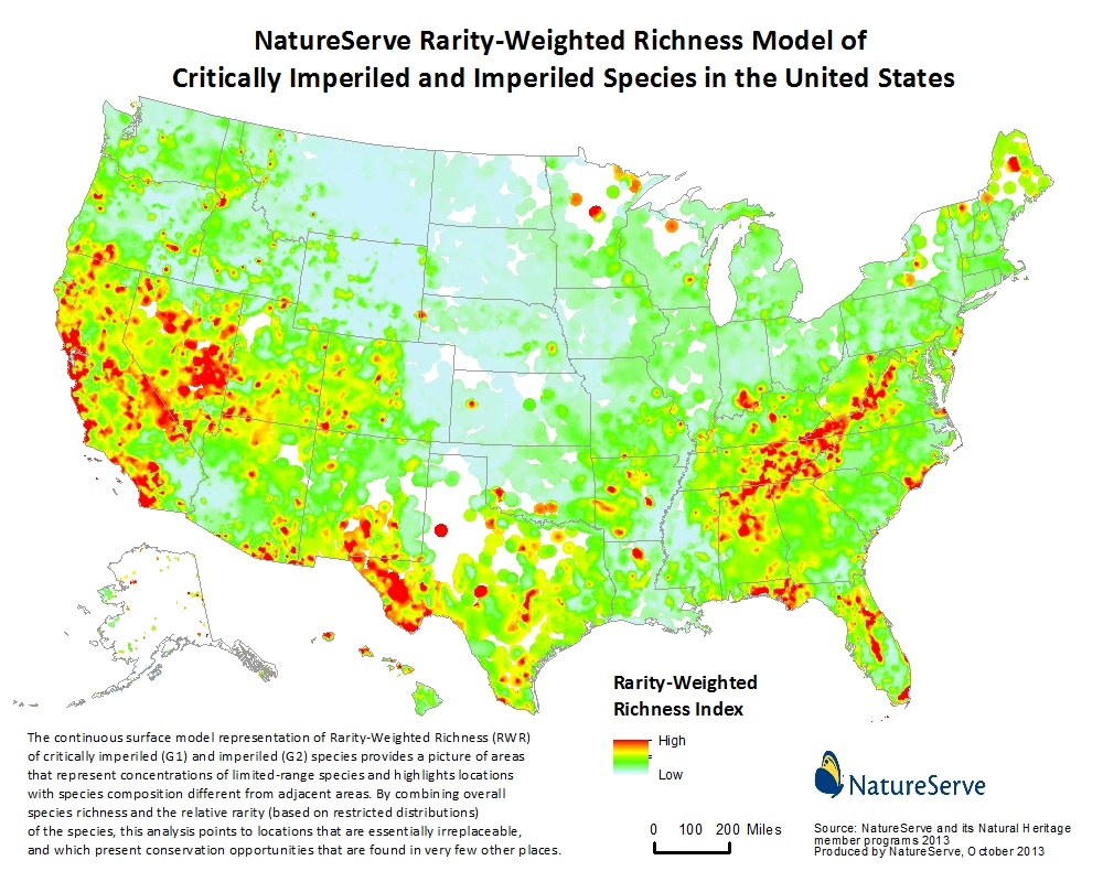 Monongahela National Forest Biodiversity: NatureServe Hotspots Map