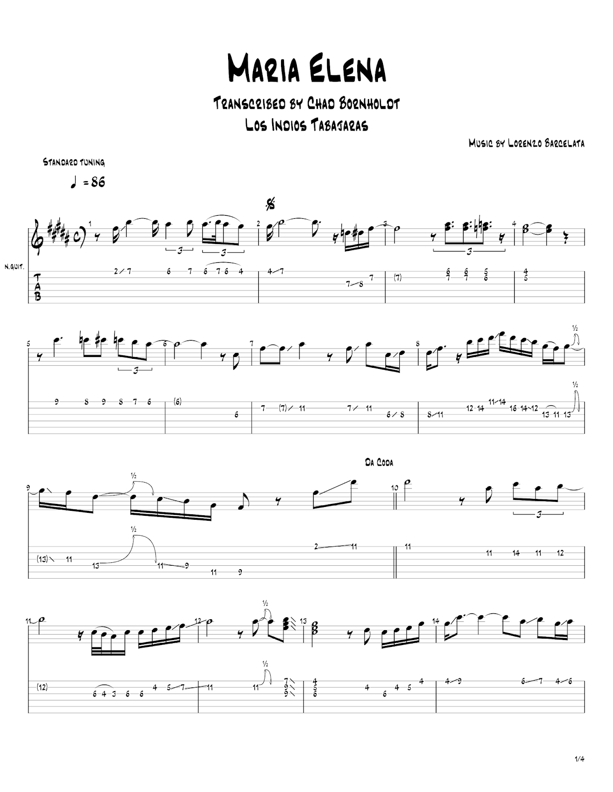 Romantic Guitarist: Maria Elena-edited by Hurn Chae(for electric guitar)