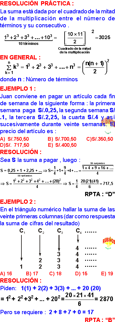 SERIES Y SUMAS NOTABLES SUMATORIAS PROBLEMAS RESUELTOS DE HABILIDAD ...