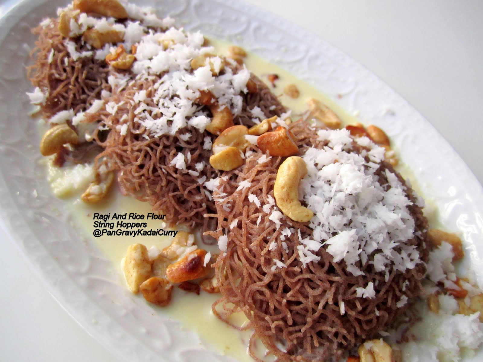 Pan Gravy Kadai Curry: Rice And Finger Millet Flour "String Hoppers"