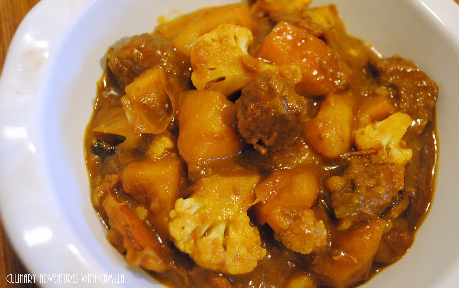 Beef Rendang with Potatoes and Cauliflower