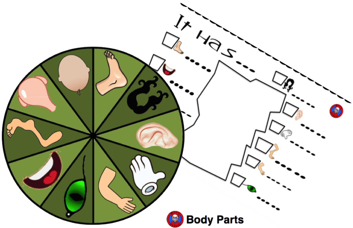 ESL Matt-erials: Body Parts Spinner and Drawing Sheet